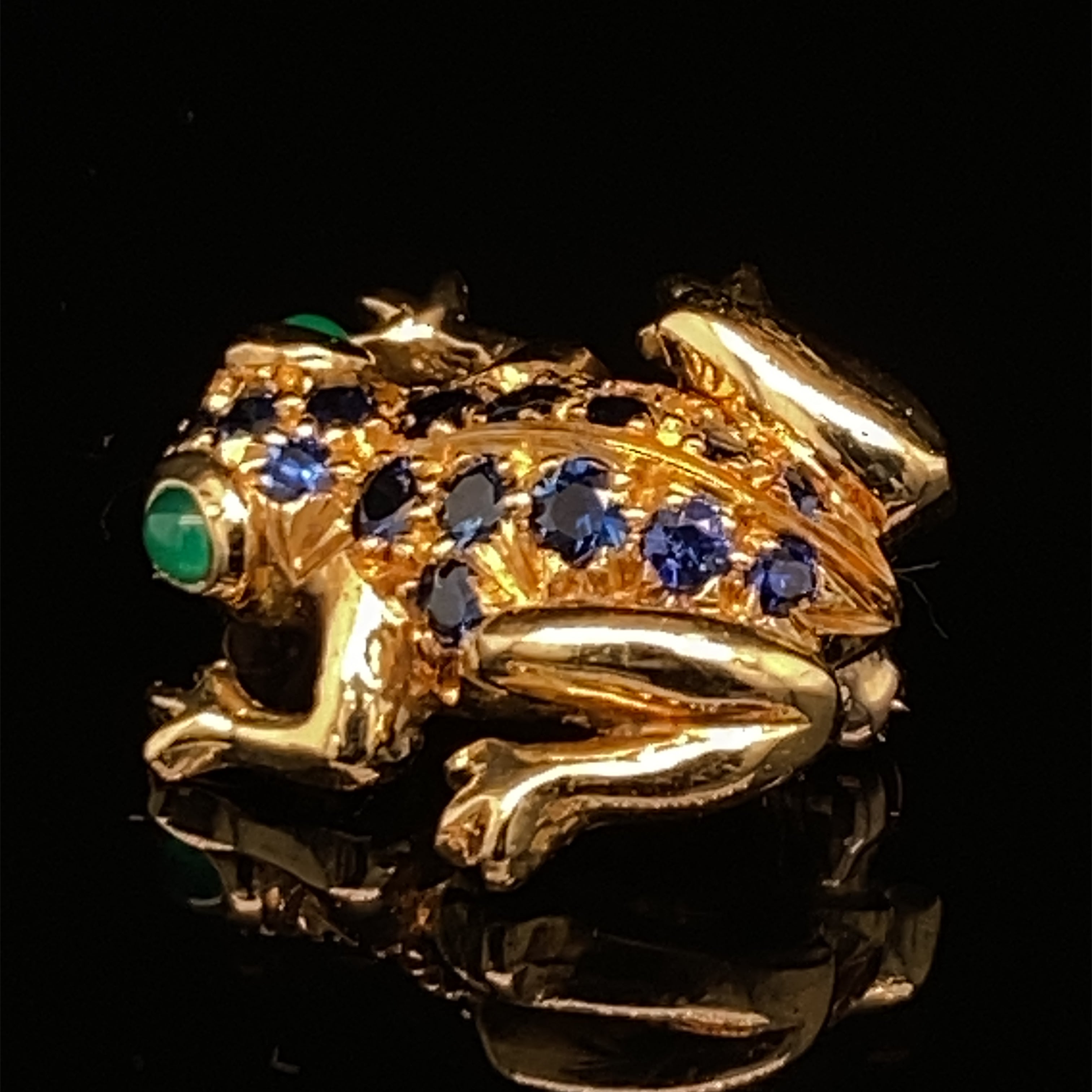 Frog, small Frog with Sapphire encrusted body – 18K Gold Animal Pins ...